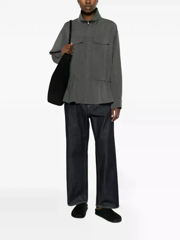 ELEH Pinstripe Drawstring-waist Jacket