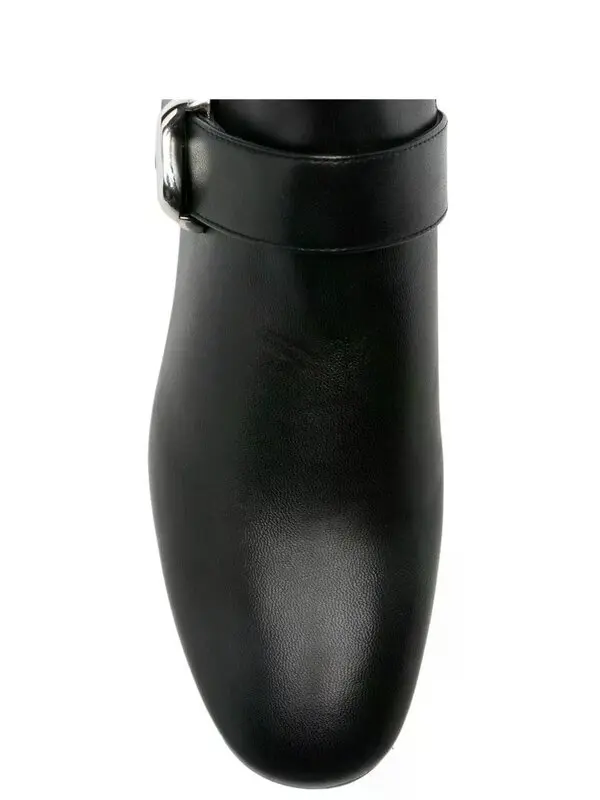 Emporio Armani Leather Buckle Detail Ankle Boots