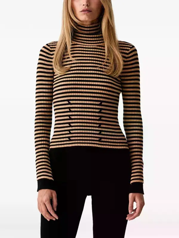 TWINSET Striped Rib-knit Sweater - Black
