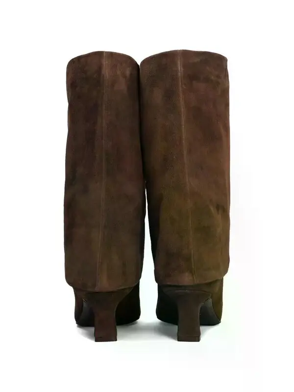 THE SELLER Pointed-toe Suede Boots With Fold-over Detail