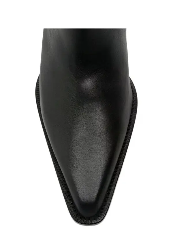 Paris Texas Pointed Toe Leather Ankle Boots - Black