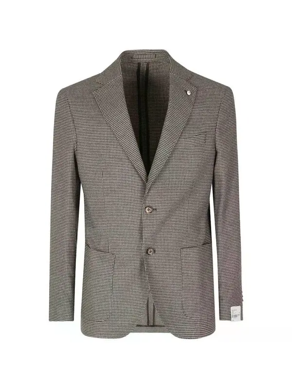 L.B.M. Houndstooth-pattern Single-breasted Blazer