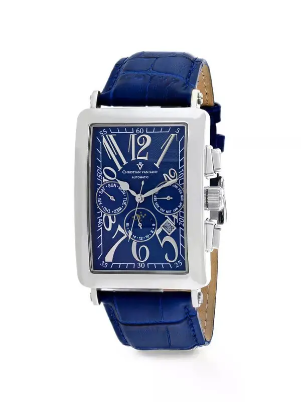 CHRISTIAN VAN SANT Prodigy Rectangular Automatic Watch With Crocodile-effect Leather Strap