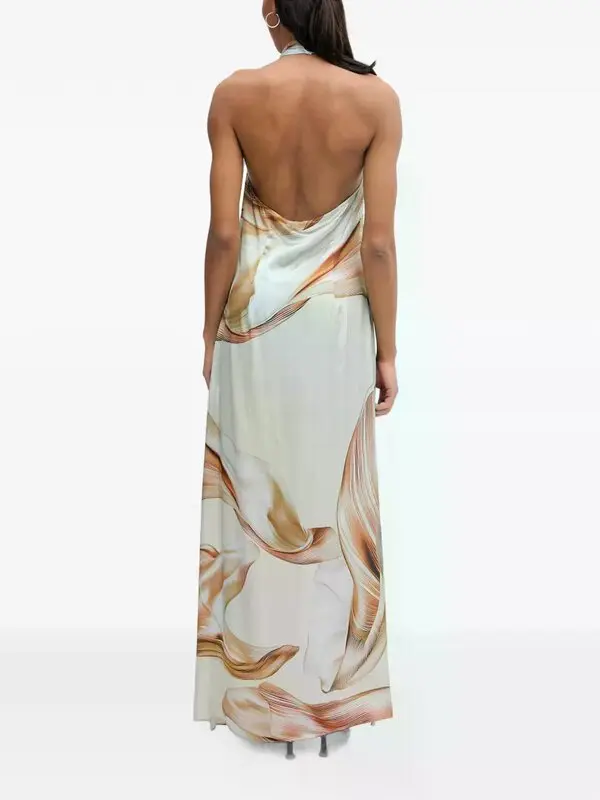 ISABELLE BLANCHE Twisted Halterneck Abstract-print Maxi Dress