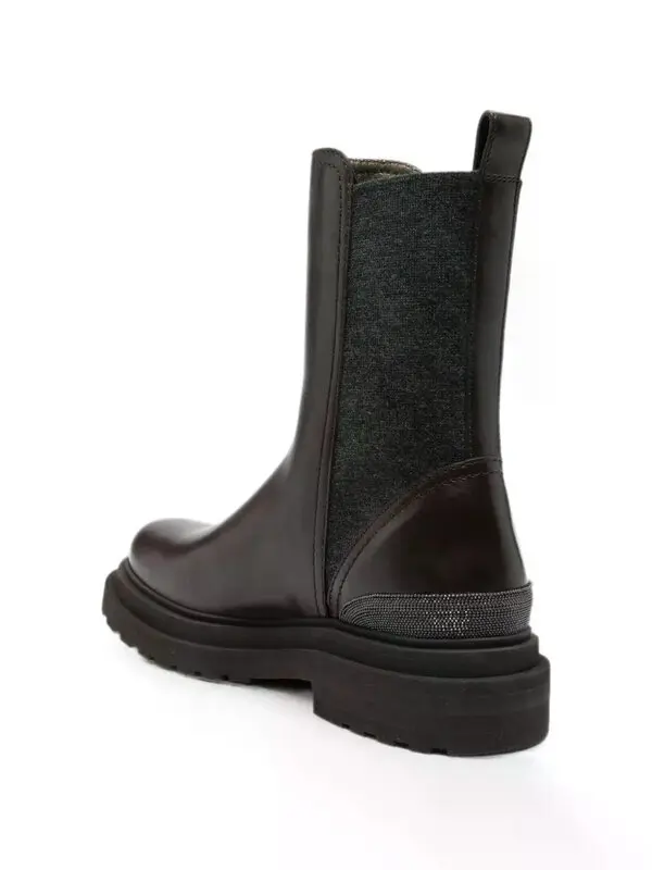 Brunello Cucinelli Monili-embellished Leather Ankle Boots