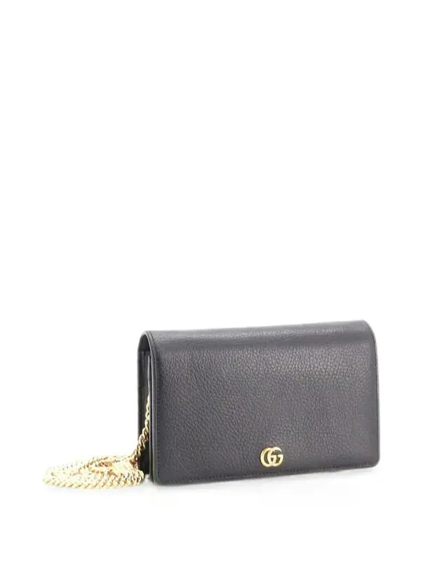 Gucci Petite Gg Marmont Chain Wallet Leather Mini Crossbody Bag - Black