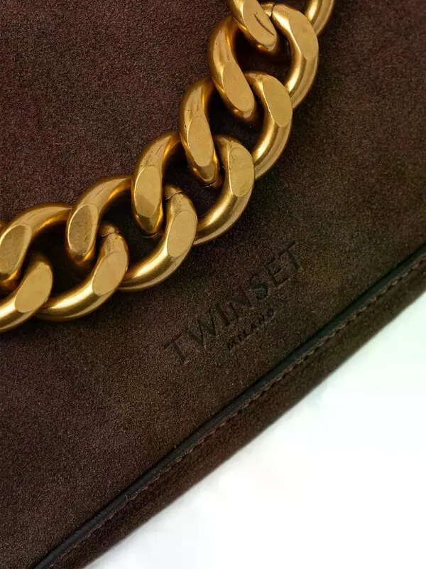 TWINSET Chain-link Suede Shoulder Bag