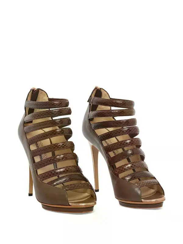 Linda Farrow Snakeskin-effect Multi-strap Sandals - Brown