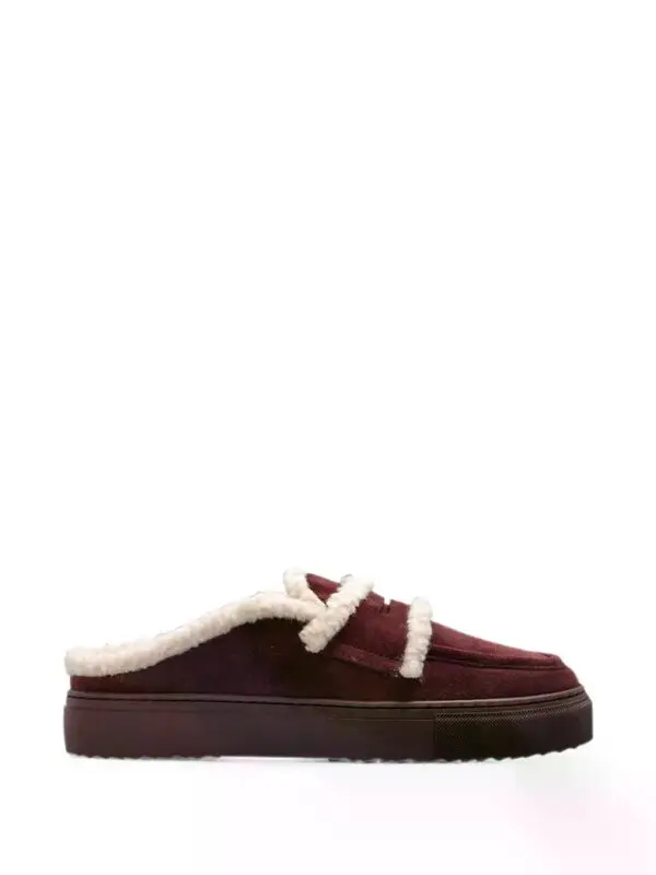 Inuikii Shearling-trim Leather Mules - Red