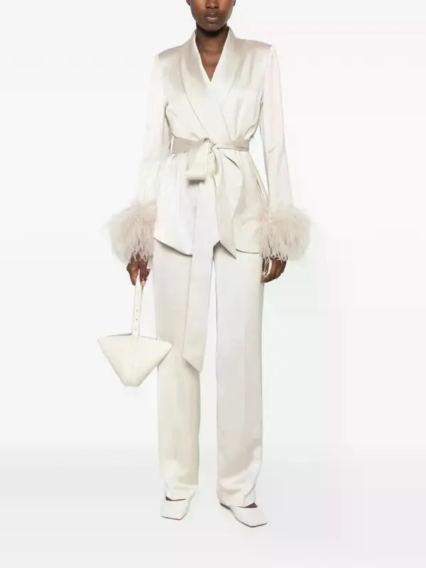 THE ARCHIVIA Feather-trim Belted Suit