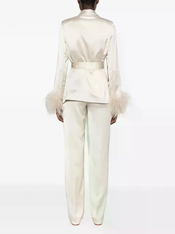 THE ARCHIVIA Feather-trim Belted Suit