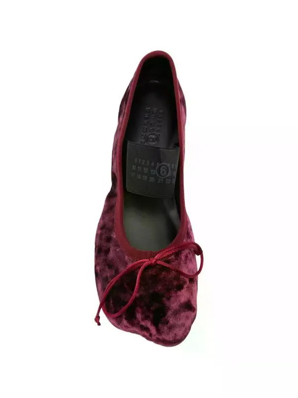 MAISON MARGIELA Bordeaux Velvet Elasticated Strap Ballet Flats