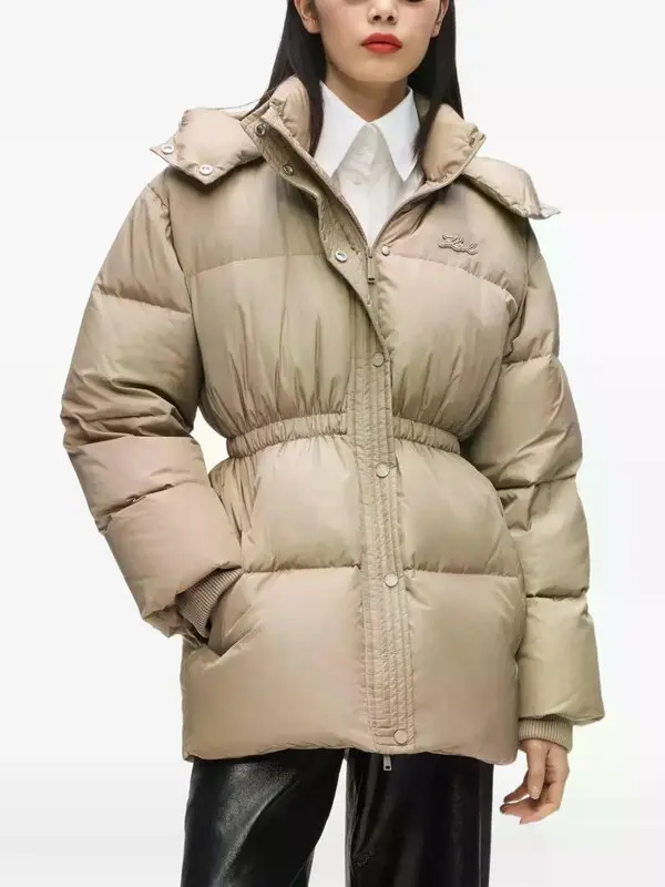 Karl Lagerfeld Cinched Midi Puffer Jacket