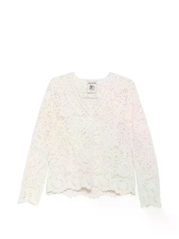 SEMICOUTURE Lace-knit V-neck Knit