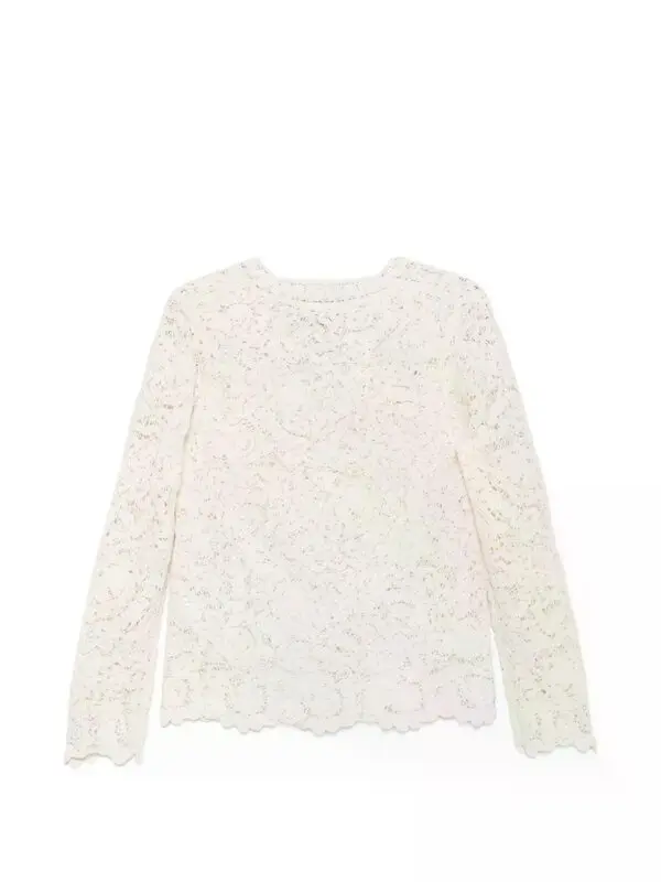 SEMICOUTURE Lace-knit V-neck Knit
