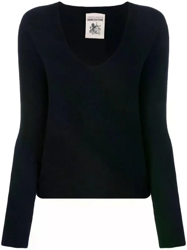 SEMICOUTURE Brushed U-neck Knitted Top