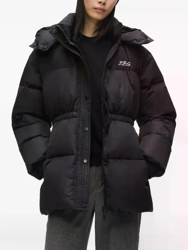 Karl Lagerfeld Cinched Midi Puffer Jacket