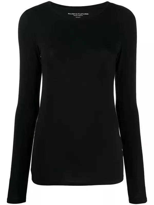 Majestic Filatures Round Neck Jumper - Black