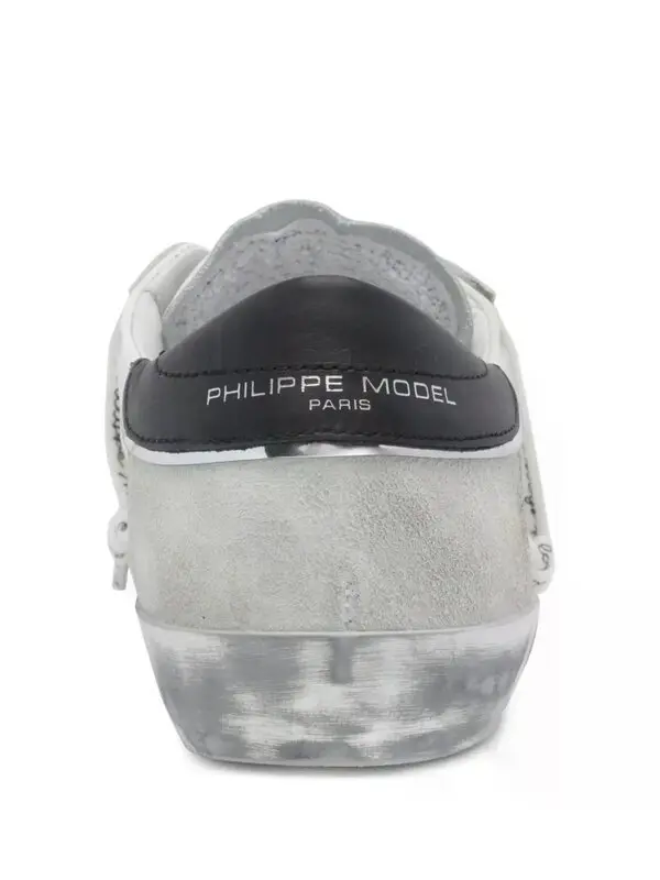 Philippe Model Prsx Distressed Leather Sneakers - White