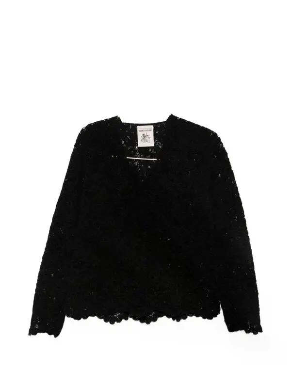 SEMICOUTURE Lace V-neck Knit