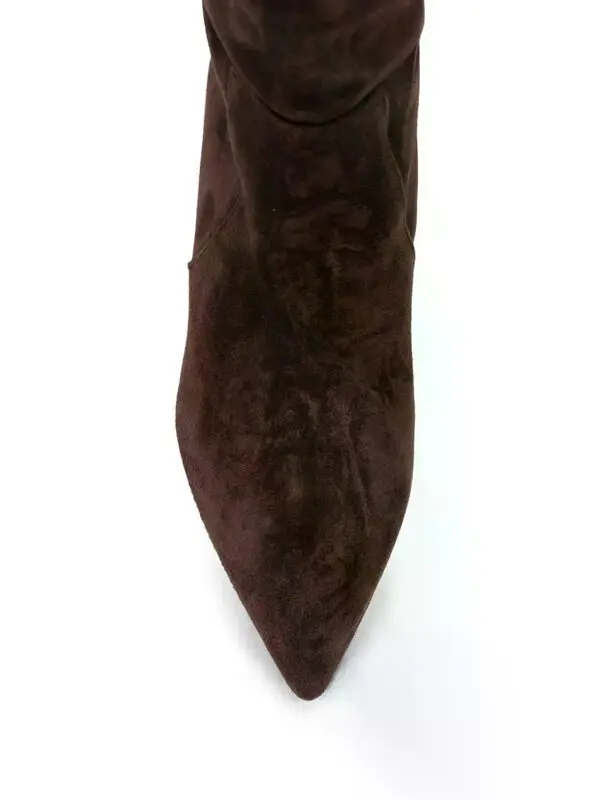 Paris Texas Pointed Toe Suede Knee High Boots - Brown