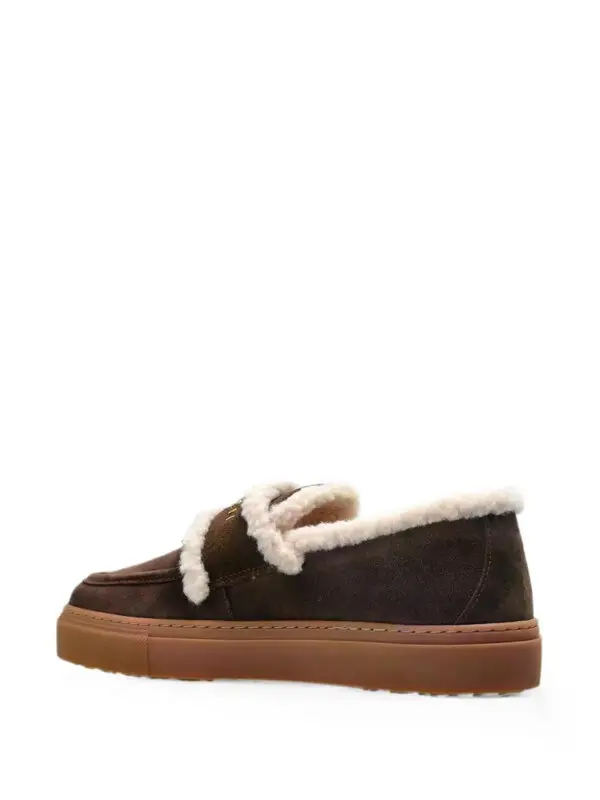 Inuikii Shearling Trim Suede Loafers