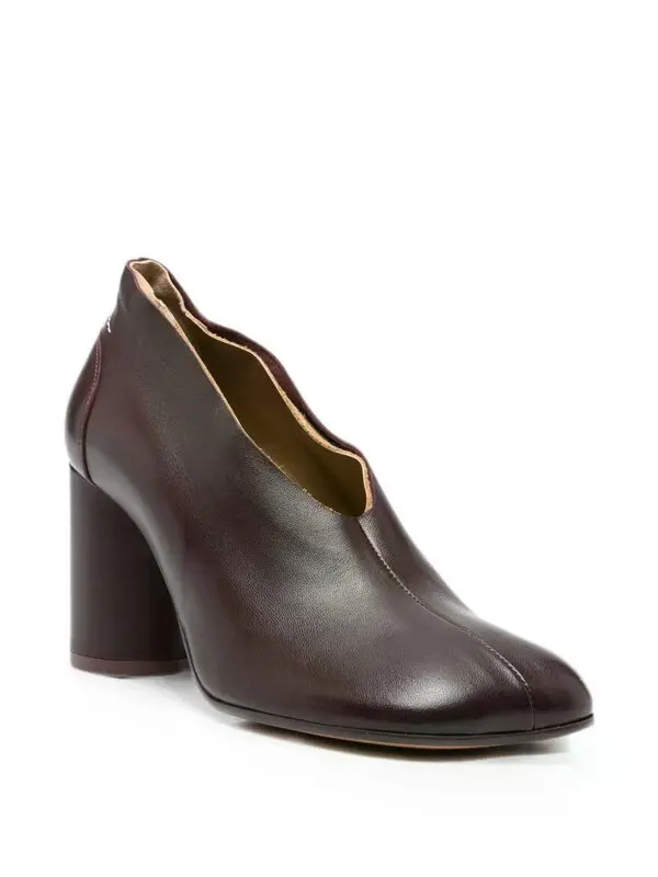 MAISON MARGIELA Bordeaux Red V-vamp High Block Heel Pumps - Brown