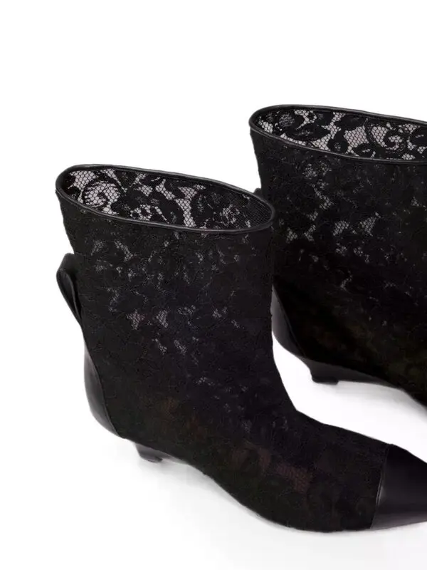 ODISSI Gemma Lace-panelled Leather Ankle Boots