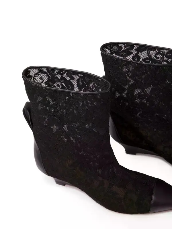 ODISSI Gemma Lace-panelled Leather Ankle Boots