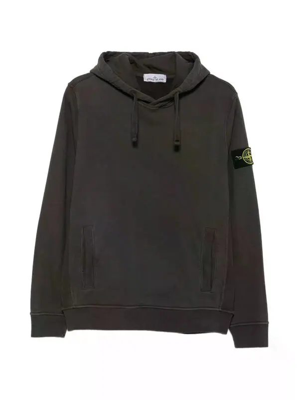 Stone Island Logo-patch Drawstring Hoodie - Grey