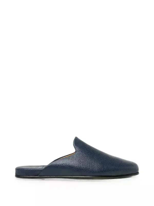 SCAROSSO Pebble-grain Leather Slippers