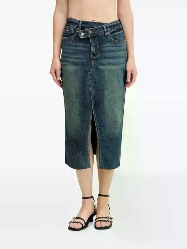 Desigual Twisted Panelled Midi Denim Skirt