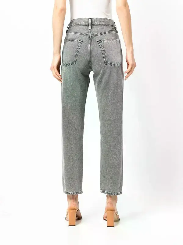 FRAME Grey Distressed Mom Jeans