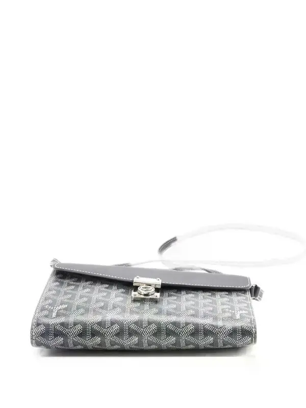 Goyard Chypre Wallet On Strap Coated Canvas With Leather Crossbody Bag - Grey