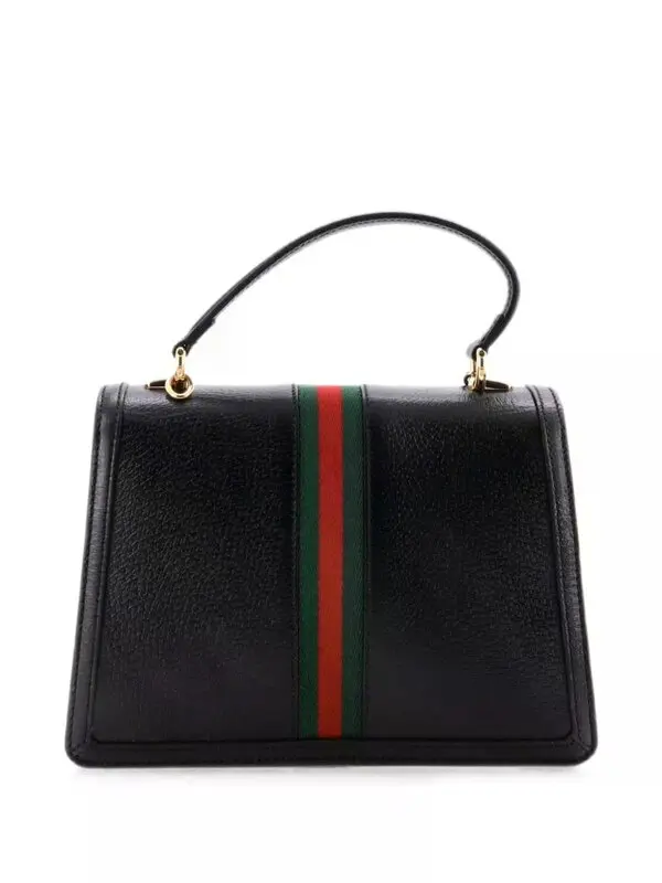 Gucci Ophidia Flap Top Handle Bag Leather Small Satchel - Black