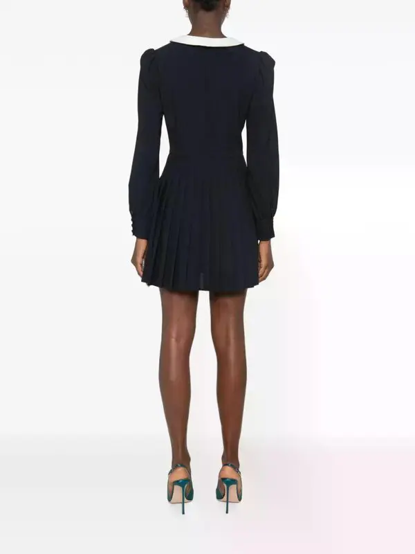Alessandra Rich Ruffled Pleated Mini Dress - Blue