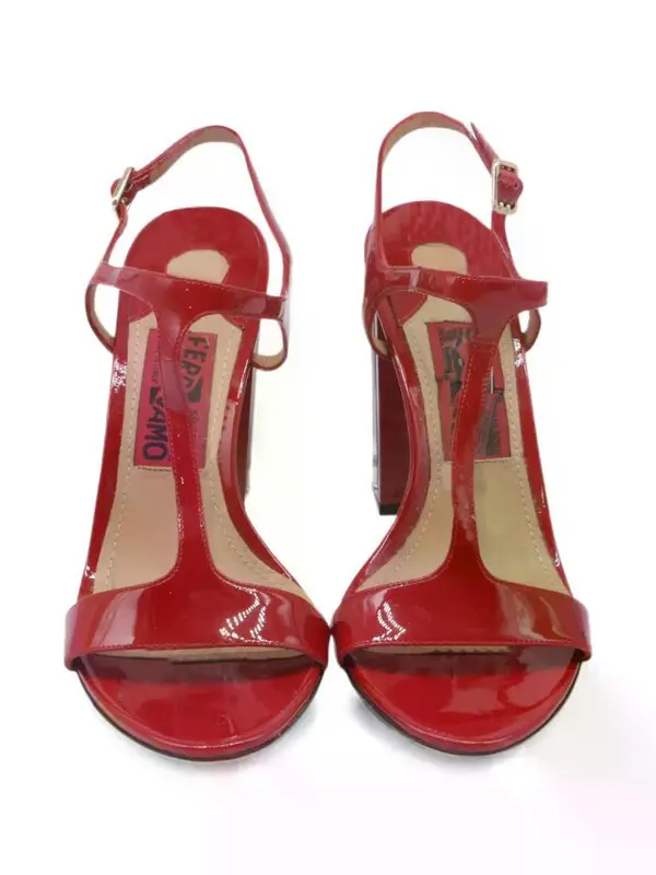 FERRAGAMO Mirrored Heel T-strap Sandals