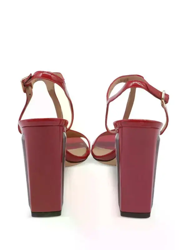 FERRAGAMO Patent Leather T-strap Block Heel Sandals