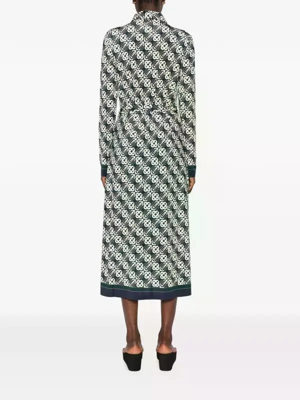 Casablanca Monogram Print Long Sleeve Midi Shirt Dress