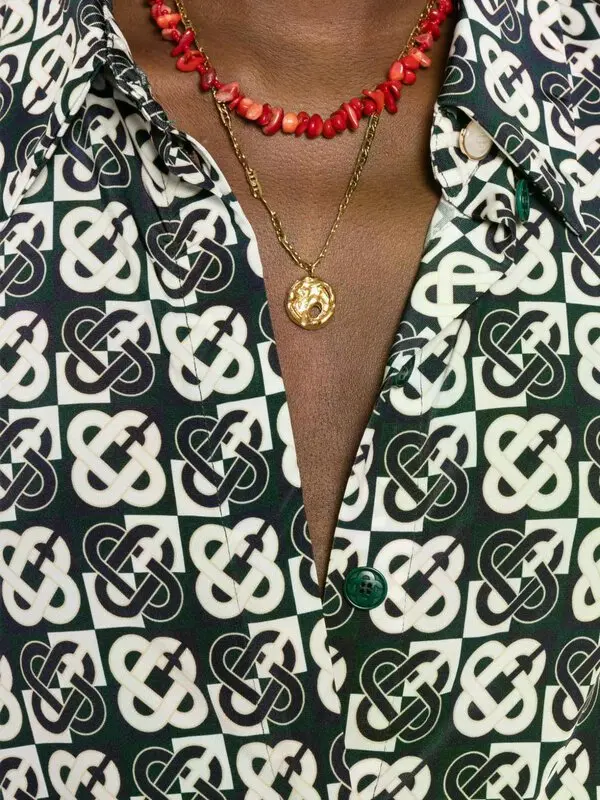 Casablanca Monogram Print Long Sleeve Midi Shirt Dress