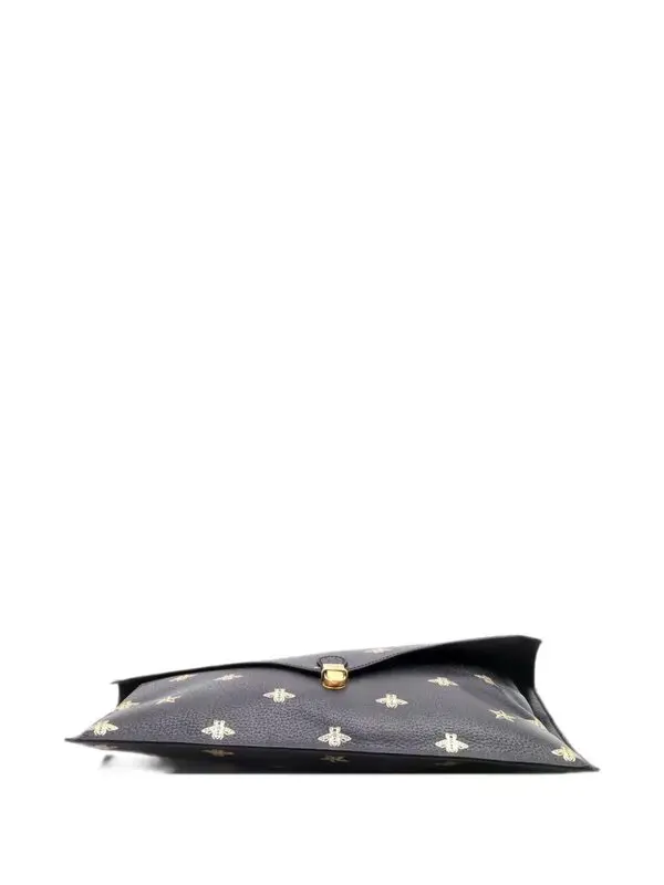 Gucci Bee Envelope Portfolio Printed Leather Clutch Bag