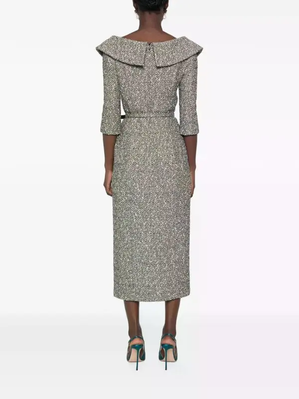 Alessandra Rich Off-shoulder Sequin-tweed Midi Dress