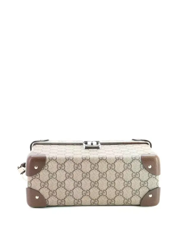 Gucci Bamboo Globe-trotter Vanity Case Gg Coated Canvas Satchel