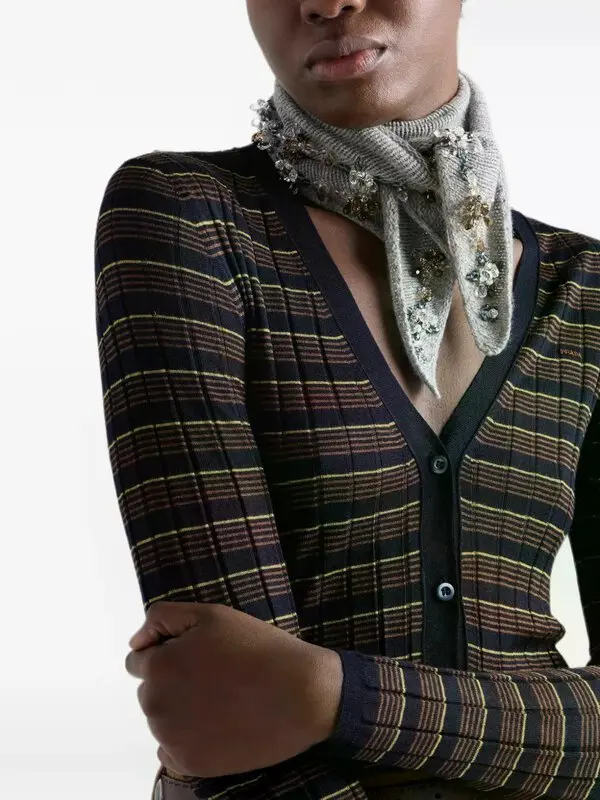 Prada Striped Cashmere And Silk Cardigan