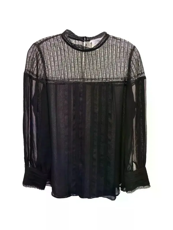 Oscar De La Renta Sheer Lace-panel Blouse