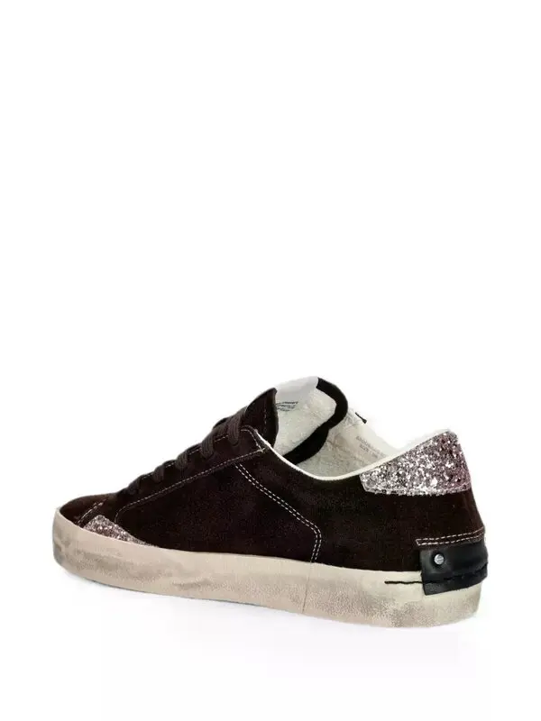 CRIME LONDON Distressed Glitter-embellished Suede Sneakers