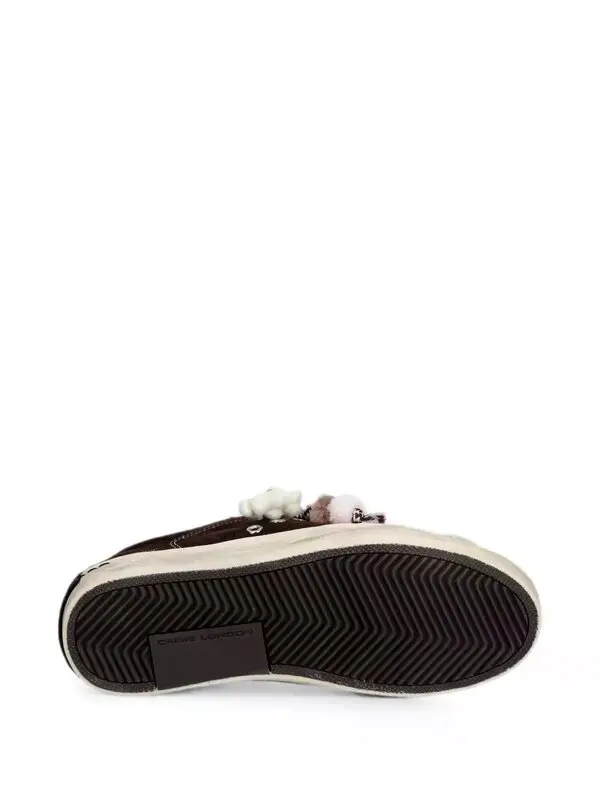 CRIME LONDON Distressed Glitter-embellished Suede Sneakers