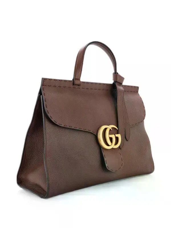 Gucci Gg Marmont Top Handle Bag Leather Medium Satchel