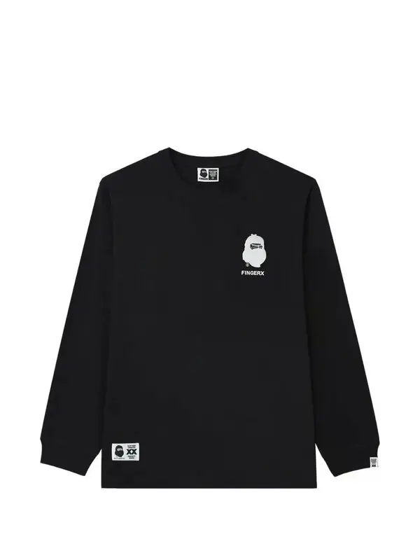 FINGERCROXX X A Bathing Ape Logo-print Long-sleeve T-shirt - Black