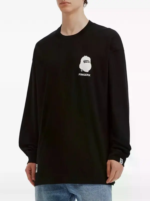 FINGERCROXX X A Bathing Ape Logo-print Long-sleeve T-shirt - Black